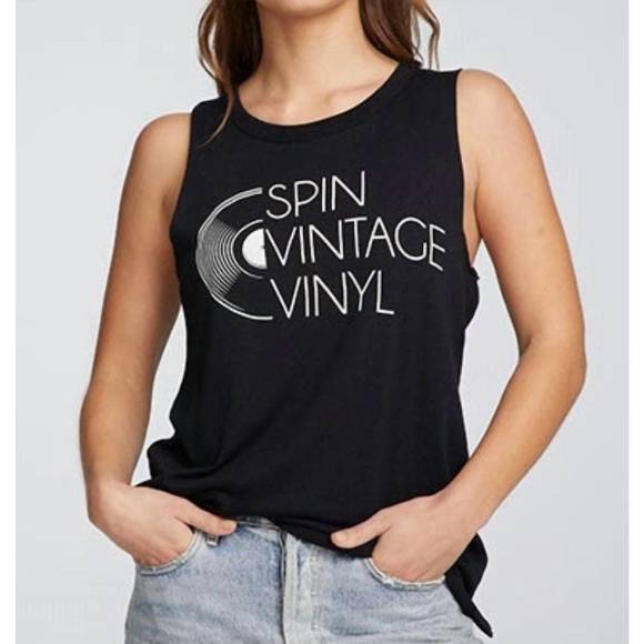 Chaser | Tops | New Chaser Spin Vintage Vinyl Muscle Tank In True Black ...